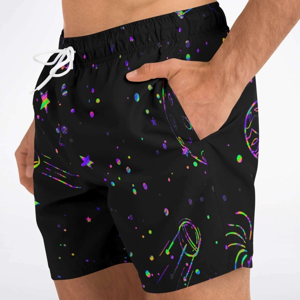 Colorful galaxy stars Swim trunks - Rave bonfire