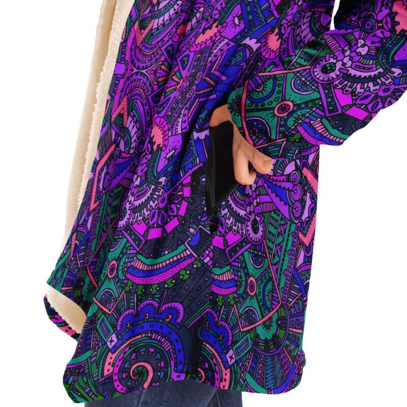 Colorful abstract Tech hooded cloak - Rave bonfire