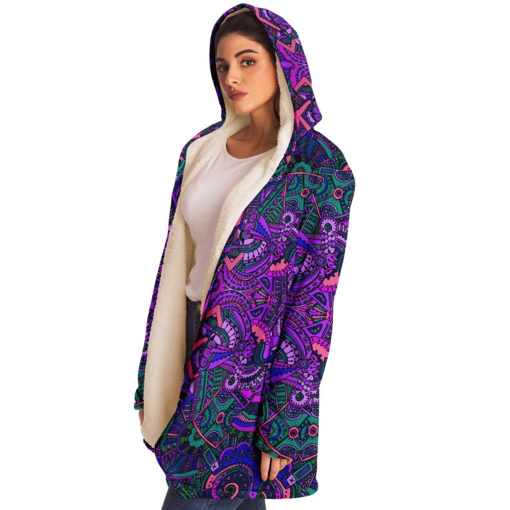 Colorful abstract Tech hooded cloak - Rave bonfire