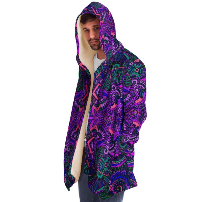 Colorful abstract Tech hooded cloak - Rave bonfire