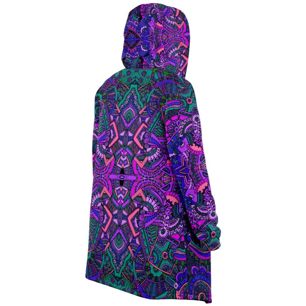 Colorful abstract Tech hooded cloak - Rave bonfire