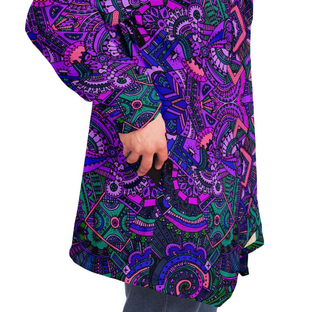 Colorful abstract Tech hooded cloak - Rave bonfire