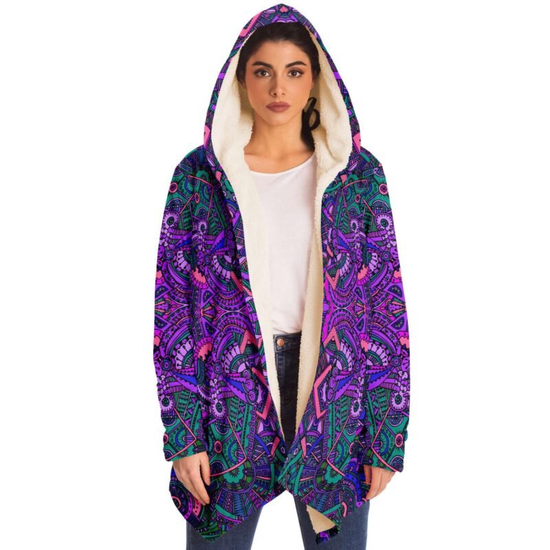 Colorful abstract Tech hooded cloak - Rave bonfire