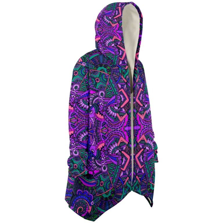 Colorful abstract Tech hooded cloak - Rave bonfire