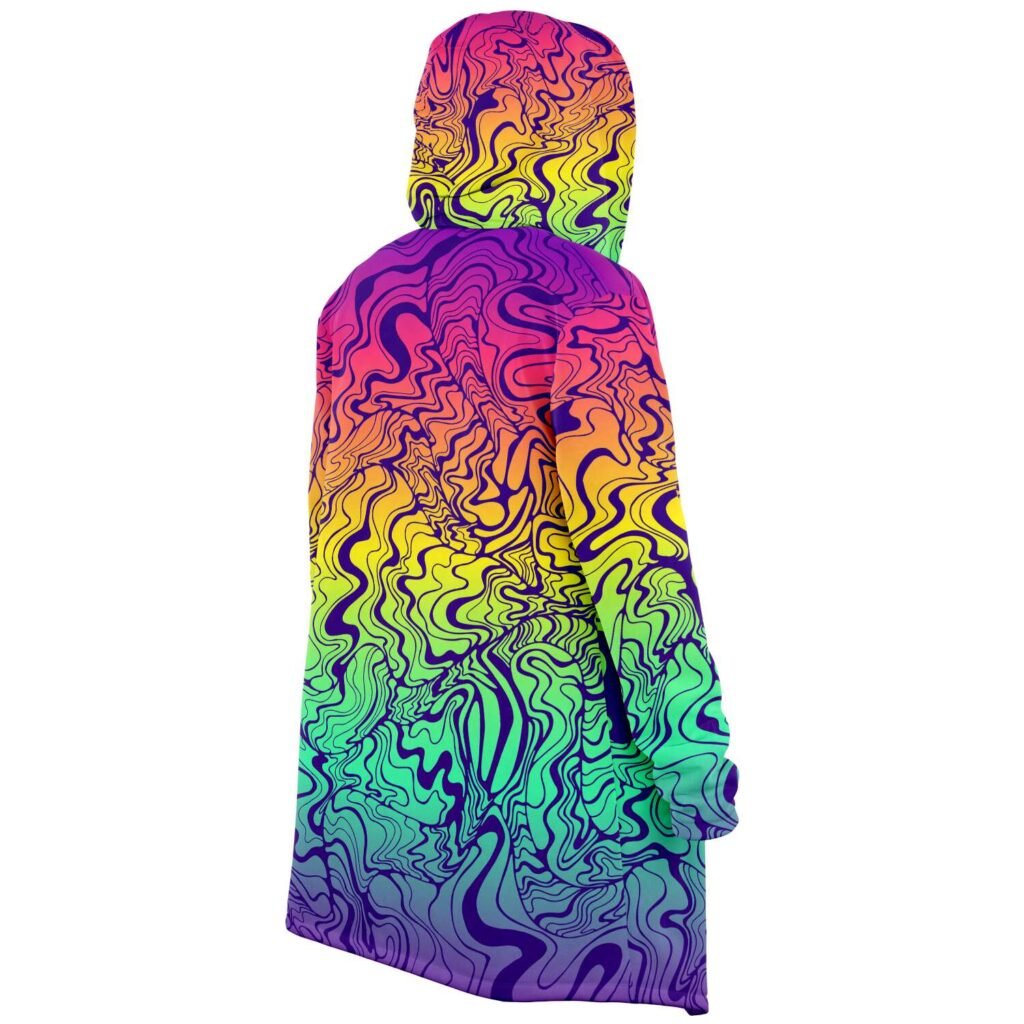 Rainbow psychedelic lines hooded cloak - Rave bonfire