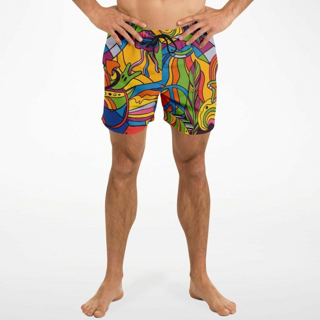 Colorful trippy Swim trunk - Ravebonfire