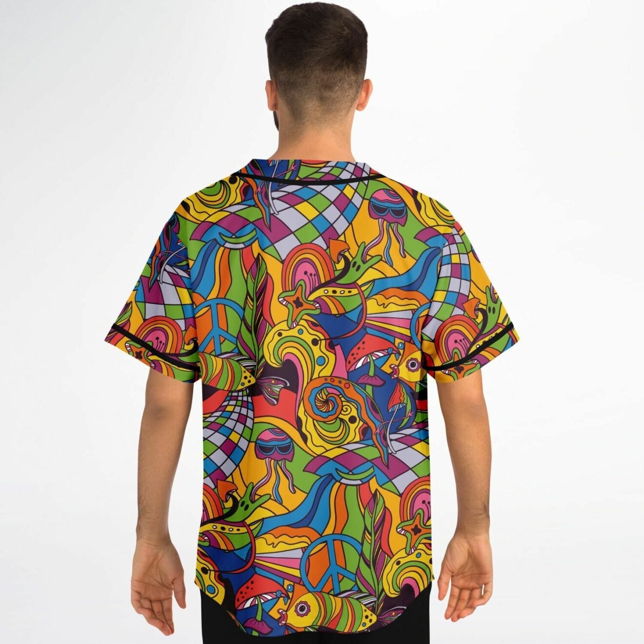 Colorful trippy baseball jersey – Rave bonfire