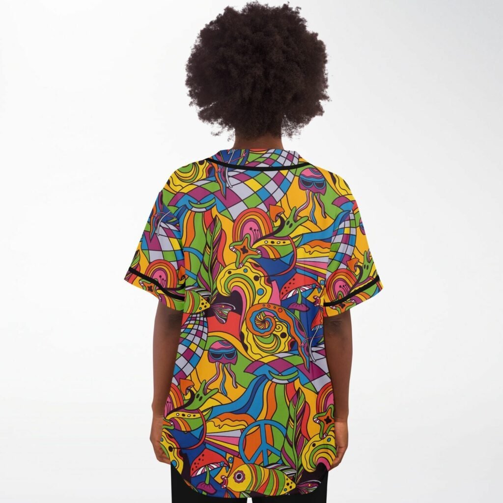 Colorful trippy baseball jersey – Rave bonfire